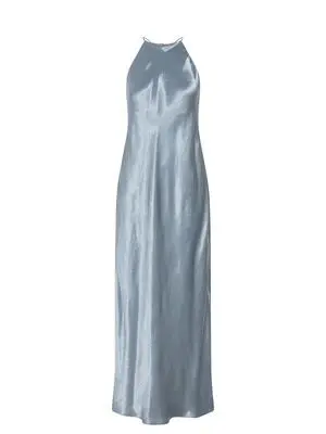 Marella Satin Halterneck Maxi Dress - Blue