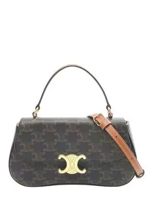 Celine 2000-2026 Teen Triomphe Coated Canvas Laura Satchel - Brown