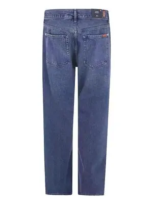 7 For All Mankind Faded Straight-leg Jeans - Blue