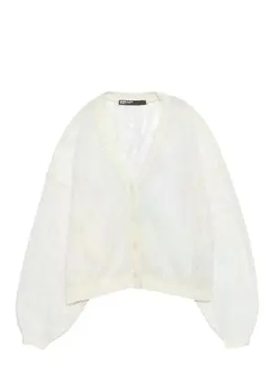 Bimba Y Lola Ivory Mohair Openwork Cardigan - Neutrals