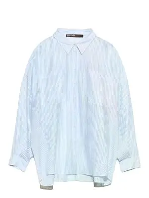 BIMBA Y LOLA Light Blue Oversize Shirt With Mini Rivets And Stripes
