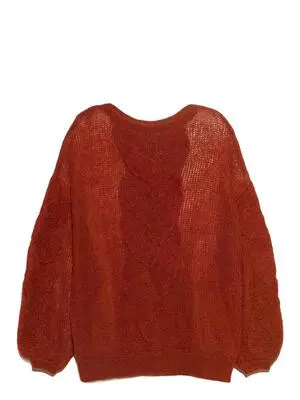 Bimba Y Lola Brick Mohair Cable Knit Sweater - Red