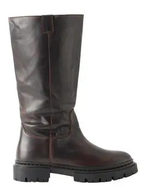 Staud Emmett Leather Knee Boots - Brown