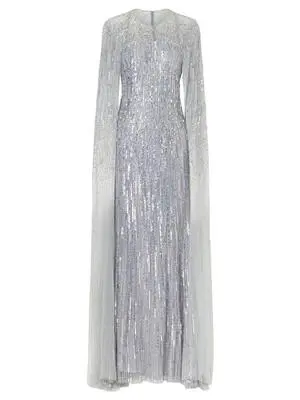 Jenny Packham Cosmic Dust Sequin-embellished Gown - Silver