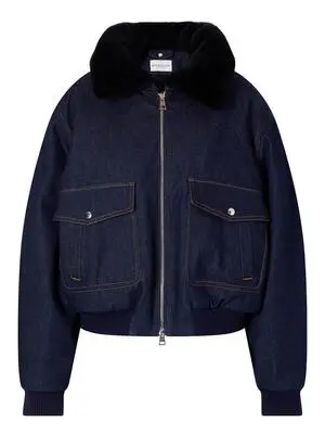 Givenchy Denim Shearling-trimmed Blouson Jacket - Blue
