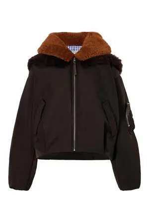 Loewe Shearling-trimmed Shell Bomber Jacket - Brown