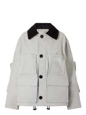 Loewe Leather-trimmed Cotton Jacket - Gray