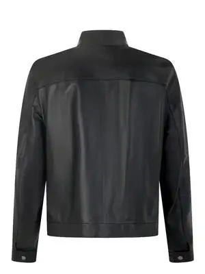 Paul & Shark Mandarin-collar Leather Jacket - Black