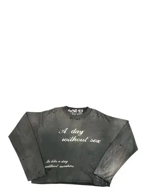 SECND SLF Distressed Slogan-print T-shirt - Grey