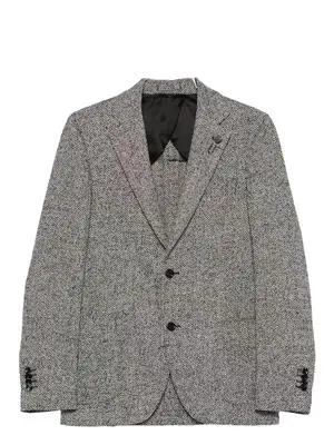 LARDINI Iconic Herringbone-pattern Blazer - Black