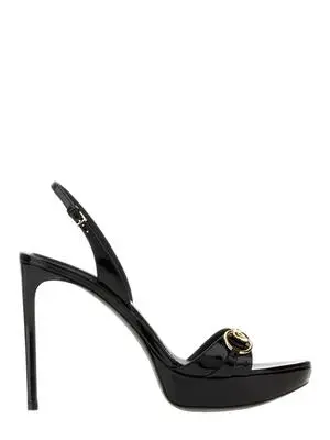 Gucci Horsebit Patent Leather Sandals - Black