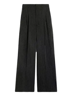 AMI Paris Wide-leg Virgin-wool Trousers - Black