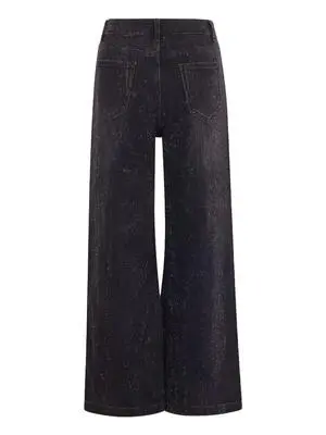 JOVONNA Rhinestone-embellished Wide-leg Jeans - Black