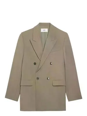 AMI Paris Double-breasted Virgin-wool Blazer - Neutrals