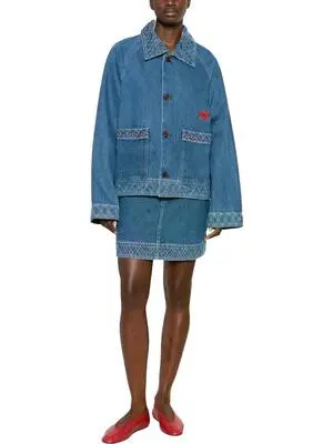 BODE Embroidered Denim Jacket - Blue