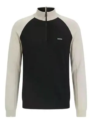 BOSS Color-blocked Sweater With Zipper Neck - Black