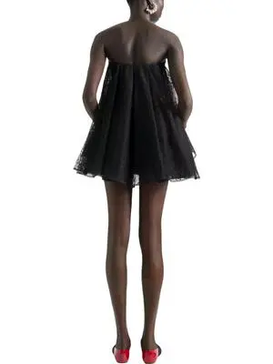 Givenchy Mini Bustier Dress In Lace With Cape - Black