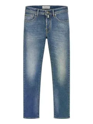 Jacob Cohen Logo-embroidered Faded-effect Jeans Blue