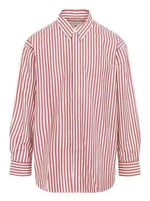 AMI Paris Vertical-stripe Cotton Shirt - Red
