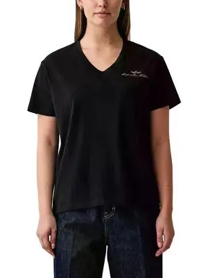 AERONAUTICA MILITARE Embroidered V-neck T-shirt - Black
