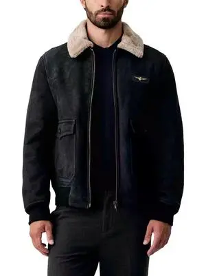 AERONAUTICA MILITARE Shearling-collar Flight Jacket - Black