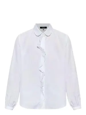 R13 Ruffle-trim Peter Pan-collar Shirt - White