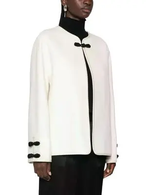 RÓHE Frog-fastening Collarless Jacket Neutrals