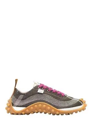 AMI Paris Mesh Panelled Sneakers - Brown