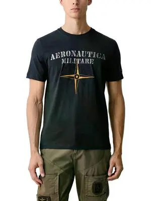 AERONAUTICA MILITARE Logo-print Embroidered T-shirt - Blue