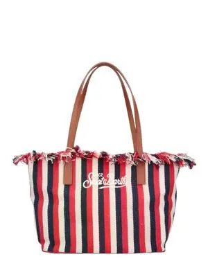MC2 SAINT BARTH City Striped Fringed Tote Bag - Neutrals