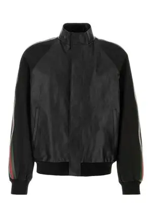 Gucci Web-stripe Panelled Bomber Jacket - Black