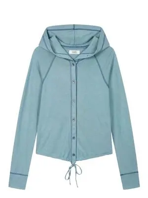 STUDIO TOMBOY Drawstring Hooded Cardigan - Blue