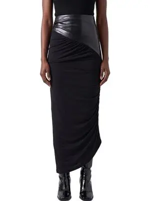 Andamane Draped Asymmetric Hem Midi Pencil Skirt - Black