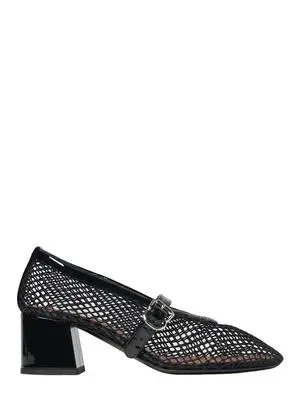 Alaïa Mary Jane Pumps In Patent Leather And Mesh With A Medium Block Heel Black