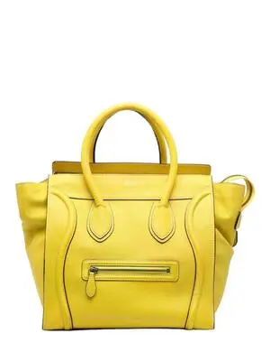 Celine 2011 Mini Drummed Calfskin Luggage Tote Bag - Yellow