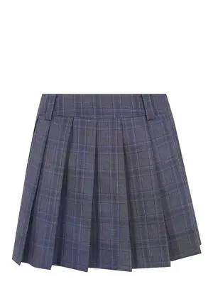 DUNST Check Pleated Mini Skirt - Grey