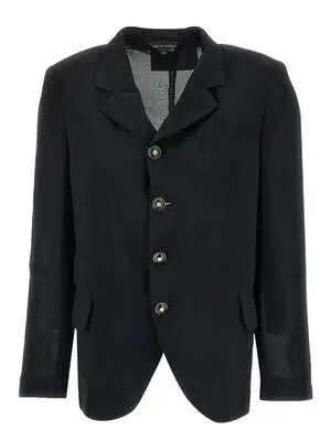 Comme Des Garçons Sheer-panelled Button-up Jacket - Black