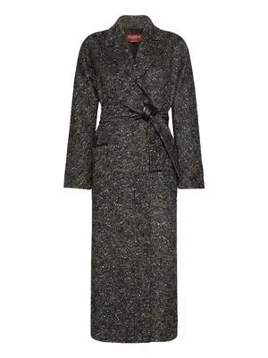Max Mara Sequin-embellished Belted Coat - Grey