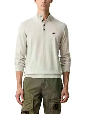 AERONAUTICA MILITARE Logo-embroidered Button-up Sweater - Neutrals
