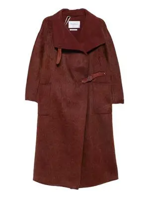 Max Mara Buckle-fastening High-neck Coat - Red