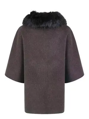 GIOVANNI PARIS Clementine Faux-fur Trim Zip-up Cape - Brown