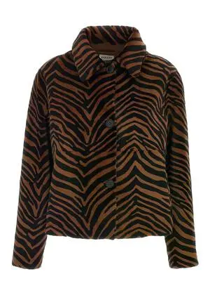 P.A.R.O.S.H Zebra-print Shearling Coat