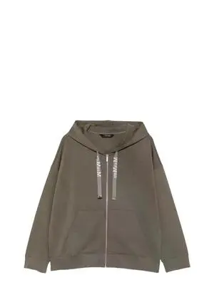 Max Mara Logo-drawstring Zip-up Hoodie - Brown