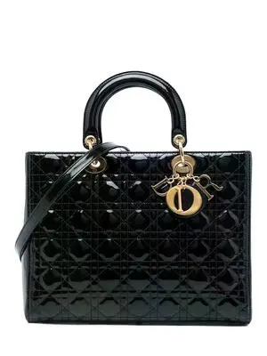 Dior 2014 Large Patent Cannage Lady Satchel - Black