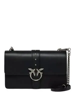 Pinko Medium Love Bag One Leather Handbag With New Buckle - Black