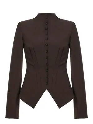 Staud Adrian Twill Jacket - Brown