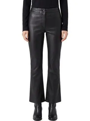 ARMA Mid-rise Flared Pants In Lambskin Leather With Welt Pockets - Black
