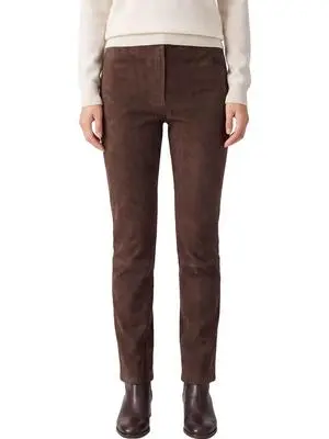 ARMA High-waisted Skinny Pants In Suede Lambskin With Back Welt Pockets - Brown