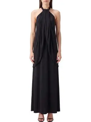 Stella McCartney Halter Neck Slim Fit Long Evening Gown In Jersey - Black