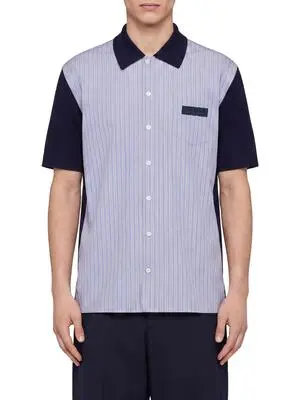 Givenchy Bi Striped Cotton Bowling Shirt - Blue